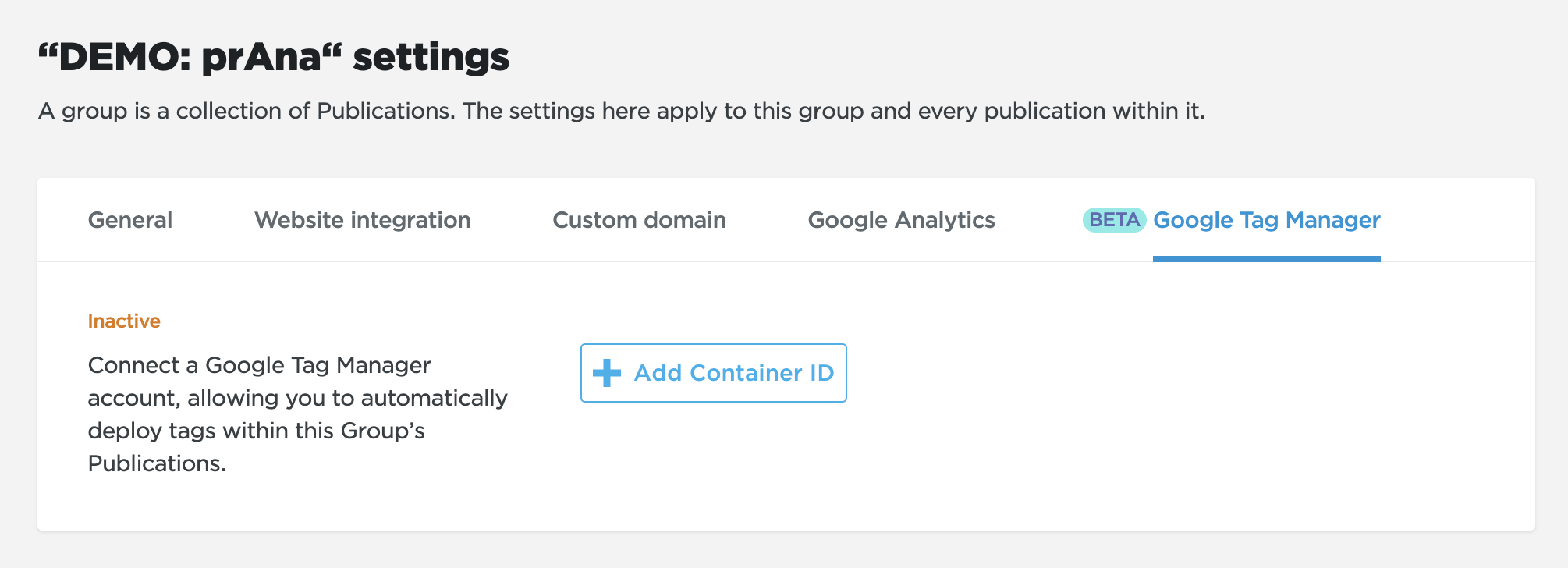 Setting up Google Tag Manager