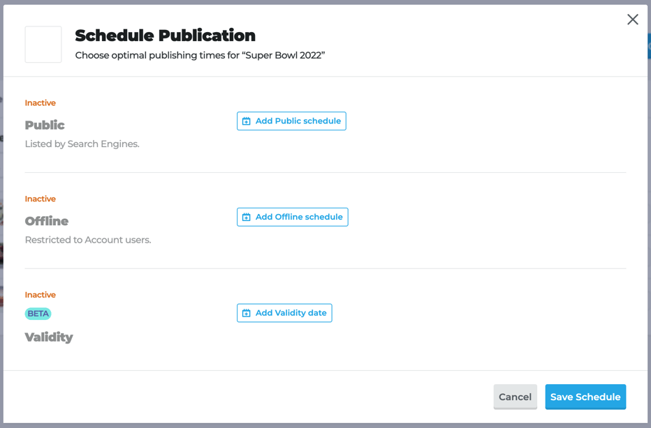 Showing validity dates of publications