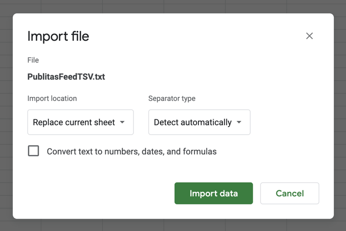 Using Google Sheets to host your TSV feed