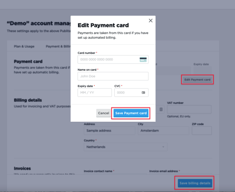 Updating your account billing details