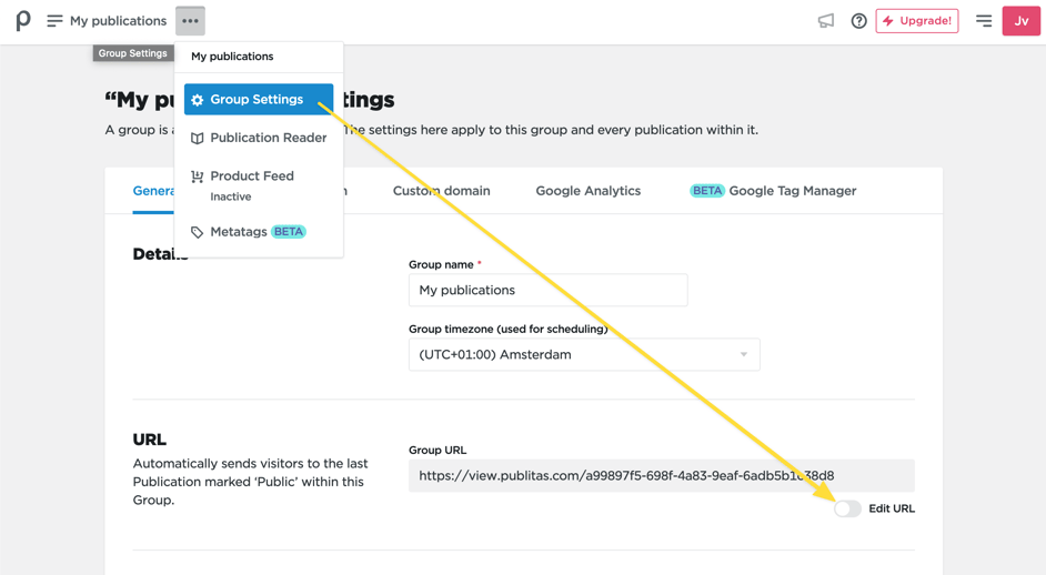 Changing the group name in the URLs