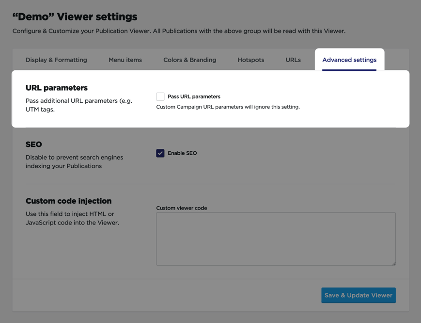 Passing through URL parameters, appended to the publication URL Passing through URL parameters, appended to the publication URL