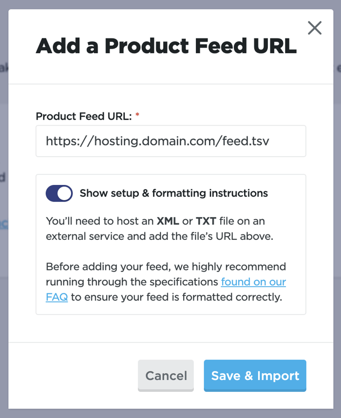 Setting up your Product Feed