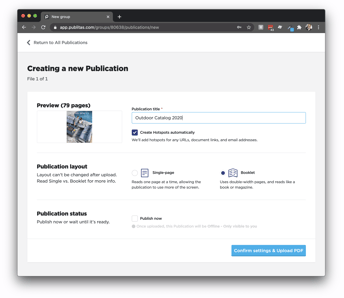 Creating a new publication