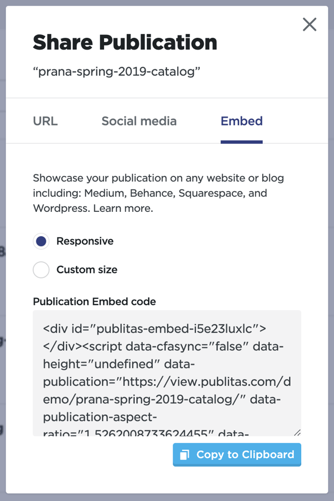 Embedding a publication on your website